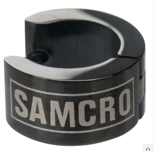 Sons Of Anarchy Stainless Steel IP Black "SAMCRO" Huggies Earrings ...