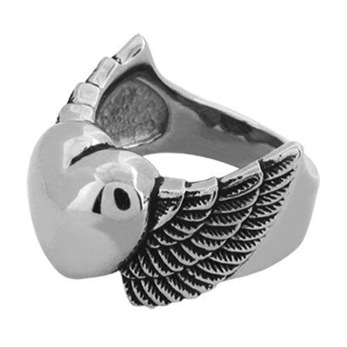 Stainless Steel Winged Heart Ring – BikersRings