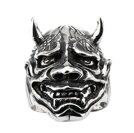 Stainless Steel Black Oxidized Hanya Mask Ring – BikersRings