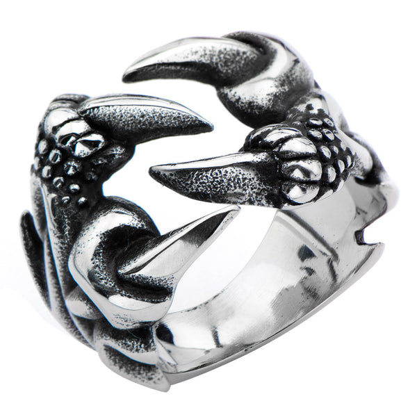 Stainless Steel Black Oxidized Crow Feet Ring – BikersRings